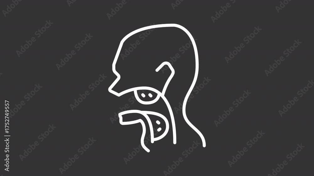 Tonsillitis white line animation. Throat illness animated icon. Shaking ...