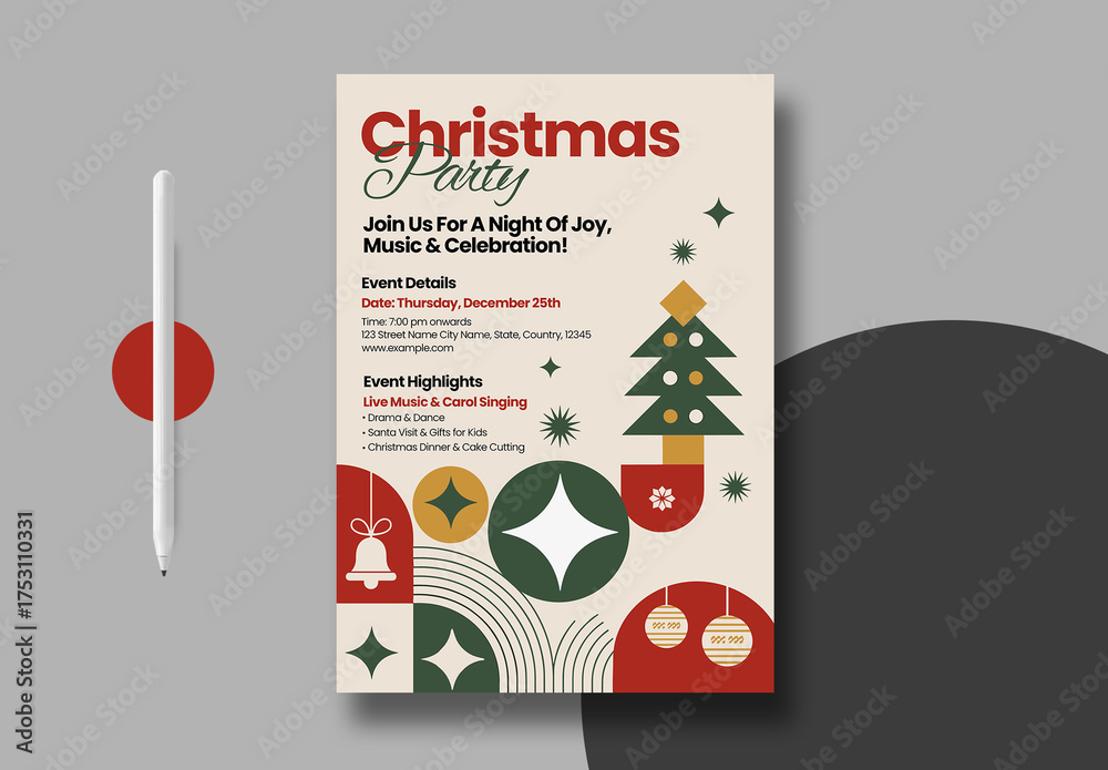 Christmas Party Layout Stock Template | Adobe Stock