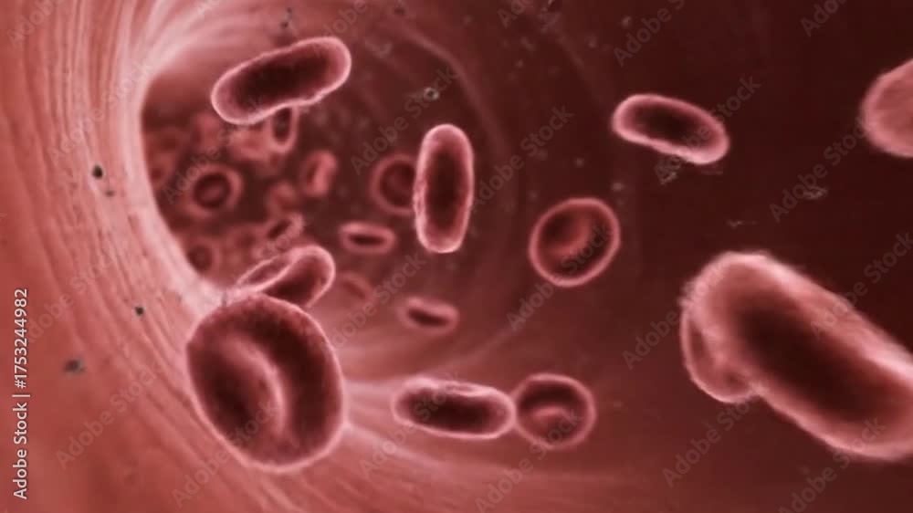 Bloodstream Journey Microscopic Red Blood Cells Flowing Through Vein ...