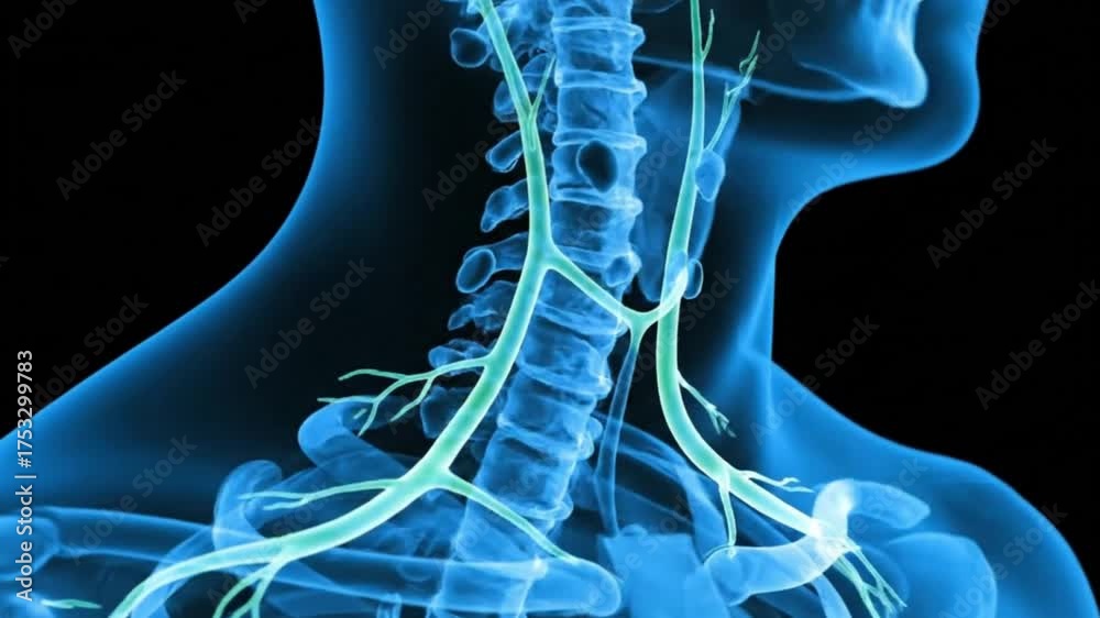 Human Body Anatomy Medical Illustration X Ray Neck Vertebrae Nerves ...