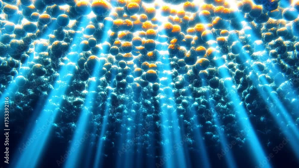 Majestic deep sea video background of cinematic light rays shining down ...