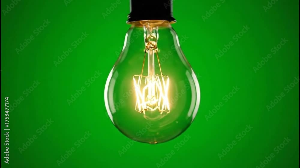4K Seamless Loop Animation of a Hanging Swaying Light Bulb on green ...