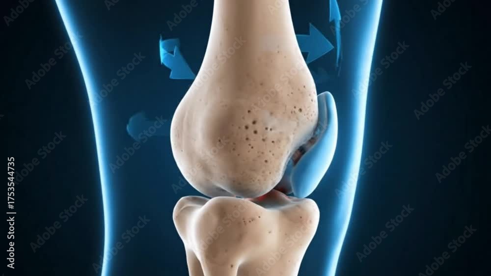 Knee Joint Anatomy Animation Leg Bones Cartilage and Connective Tissue ...