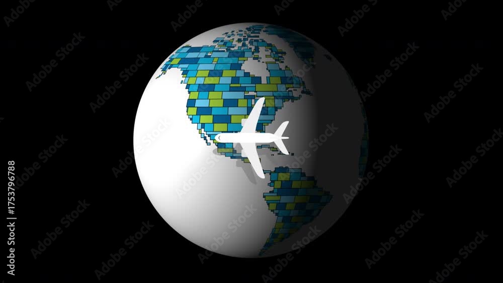Animated globe showcases airplane flight paths connecting various ...