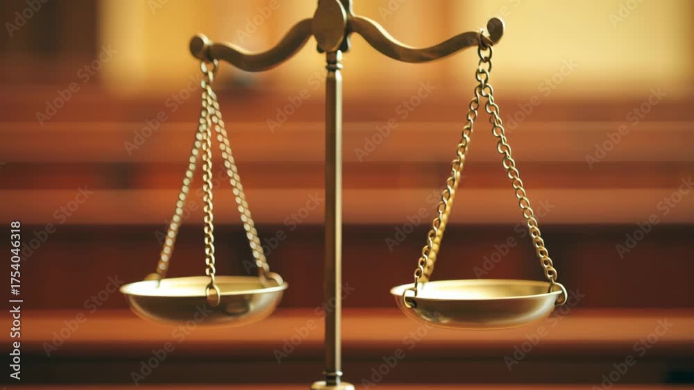 Vidéo Stock Justice law balance scale courtroom brass symbol, legal ...