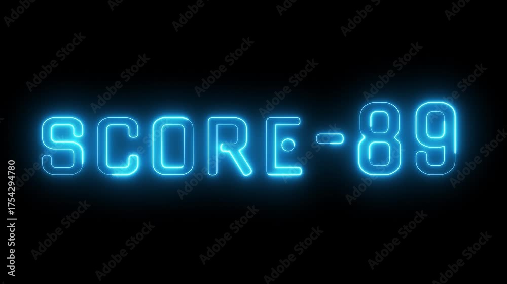 Neon level score -89 animation. Gaming level up sign animation. Neon ...