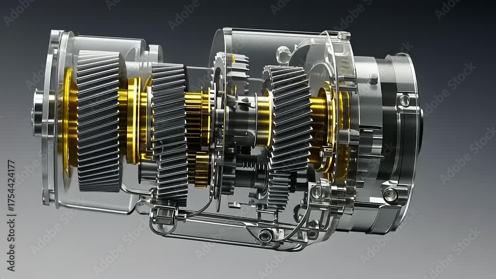 Transparent Cutaway View of an Automotive Gearbox Mechanism. vídeo de ...
