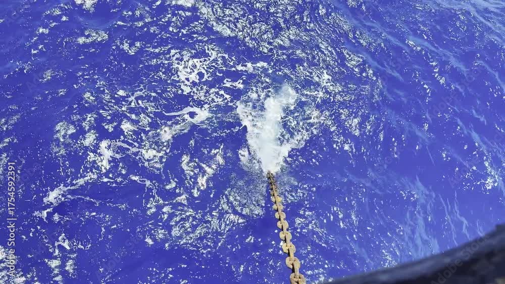 Stockvideo Ship anchor chain lowering into the seaю A ship is anchored ...