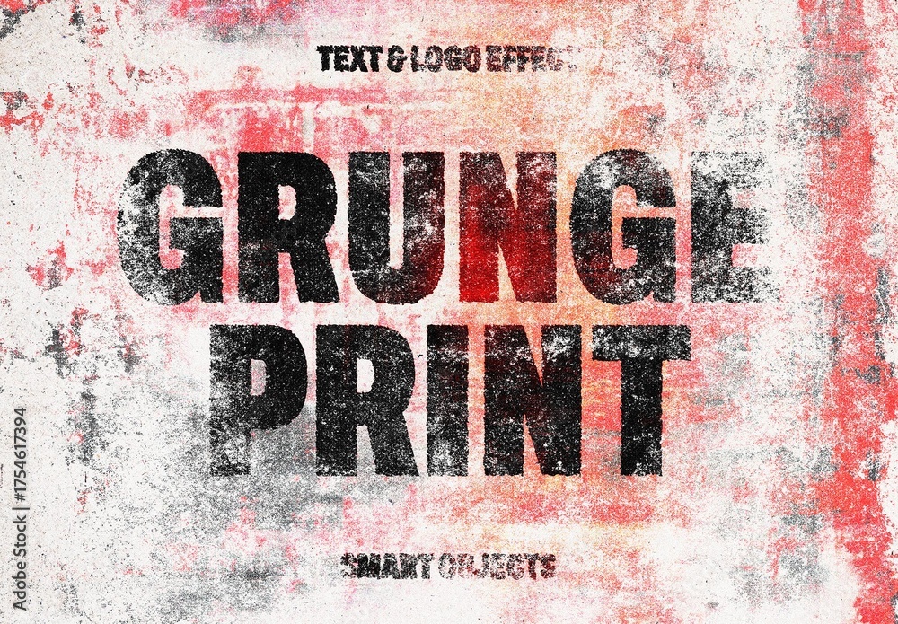 Grunge Print Text & Logo Effect Mockup Stock Template | Adobe Stock