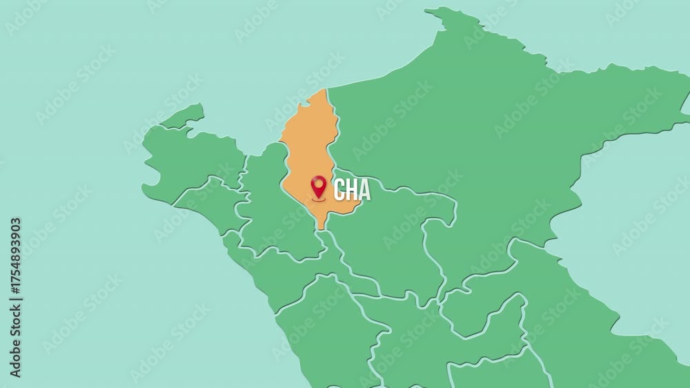 Mapa de Perú con división política resaltando el departamento de ...