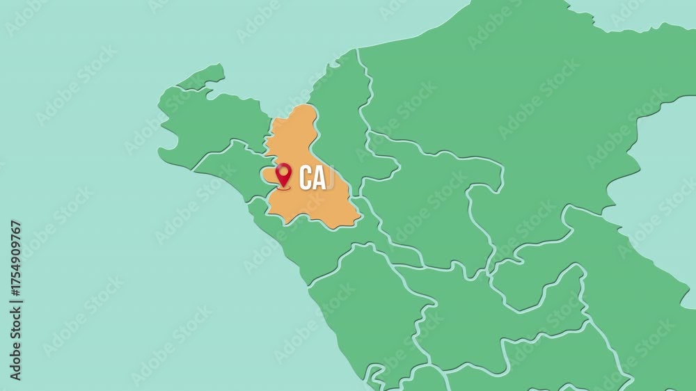 Mapa de Perú con división política resaltando el departamento de ...