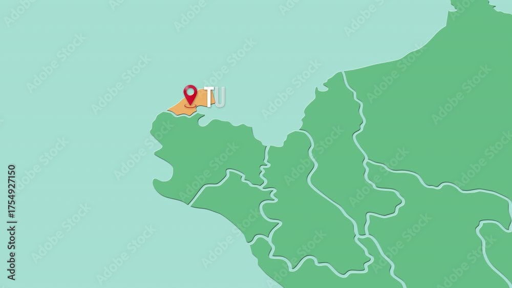 Mapa de Perú con división política resaltando el departamento de Tumbes ...
