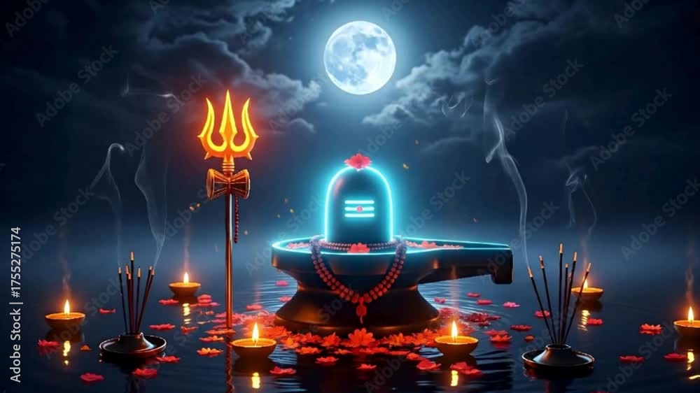 Lingam on Water ,Sacred Symbol of Lord Shiva ,Meditation Artwork with ...