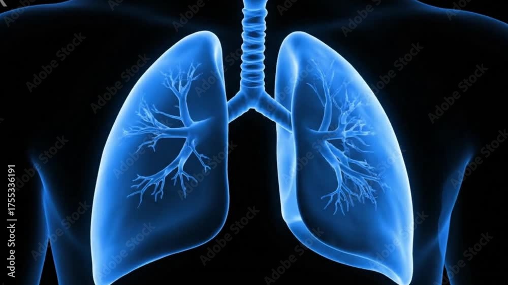 Blue Lungs on Human Body Pulmonary Health Respiratory System Anatomy ...