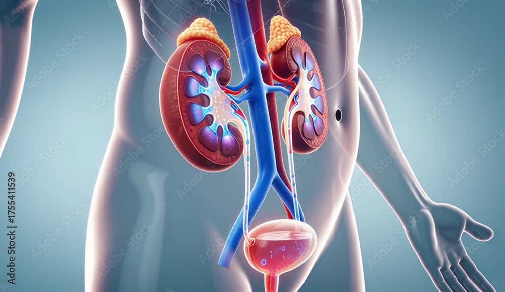 Human Kidneys 3D Animation – Urinary System and Filtration Process ...