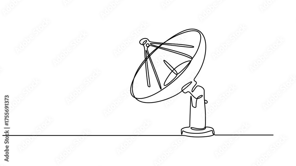 Radar satellite dish continuous one line drawing animation, Self ...