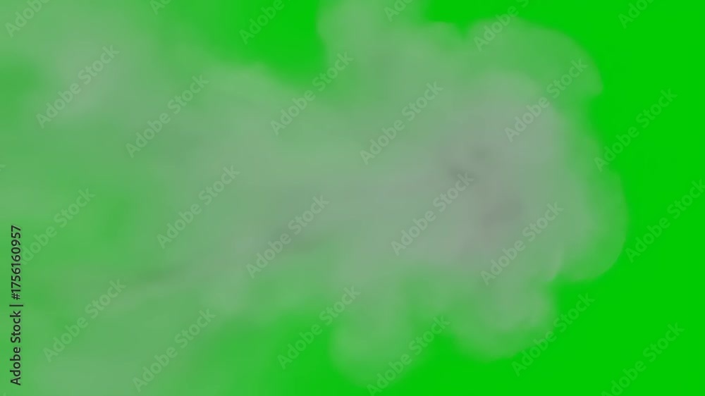 Realistic Gray Smoke Plume on Chroma Key Green Screen Background for ...
