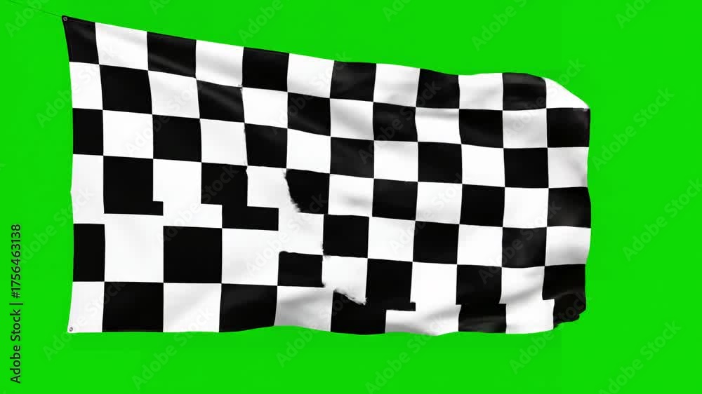 Victory Symbol with chequered flag over greenscreen for video ...