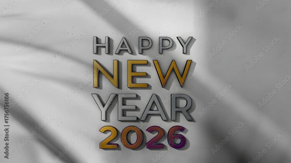 Happy New Year 2026 video, black and white animation 2026, minimal New ...