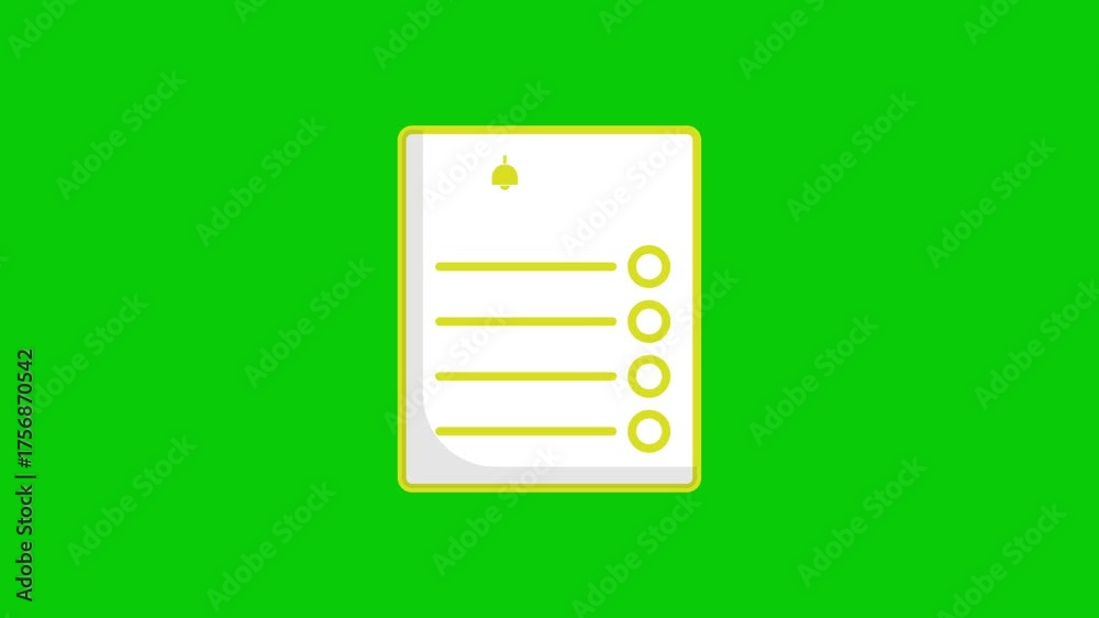 4K animated checklist document with a dollar sign and notification bell ...