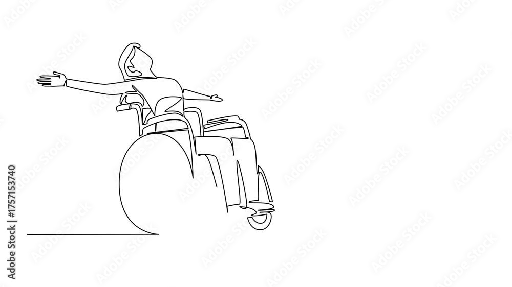 Animated self drawing of continuous line drawing a woman sitting in ...