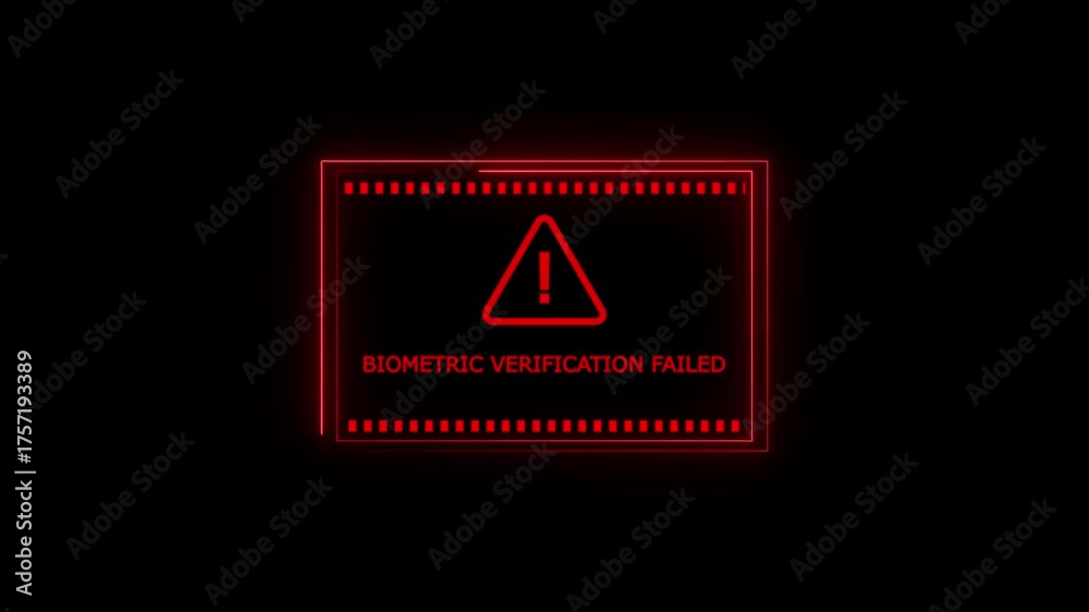 Biometric verification failed warning. Cyber security defense and ...