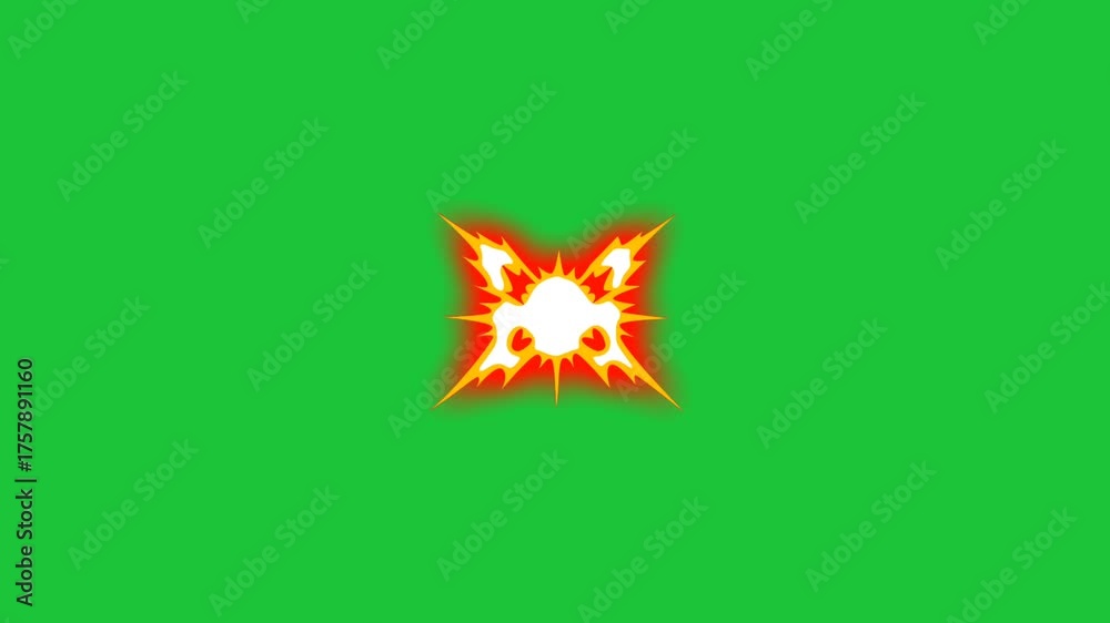 Cartoon explosion effect animation on green screen. Perfect for impacts ...
