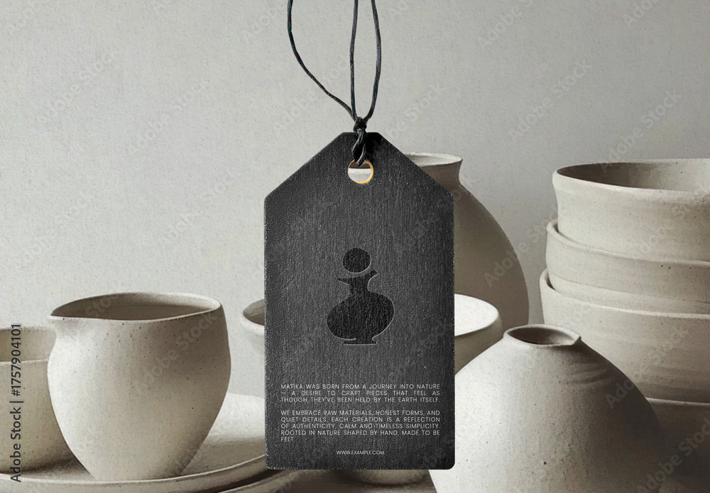 Pottery Tag Mockup With Generative AI plantilla de Stock | Adobe Stock