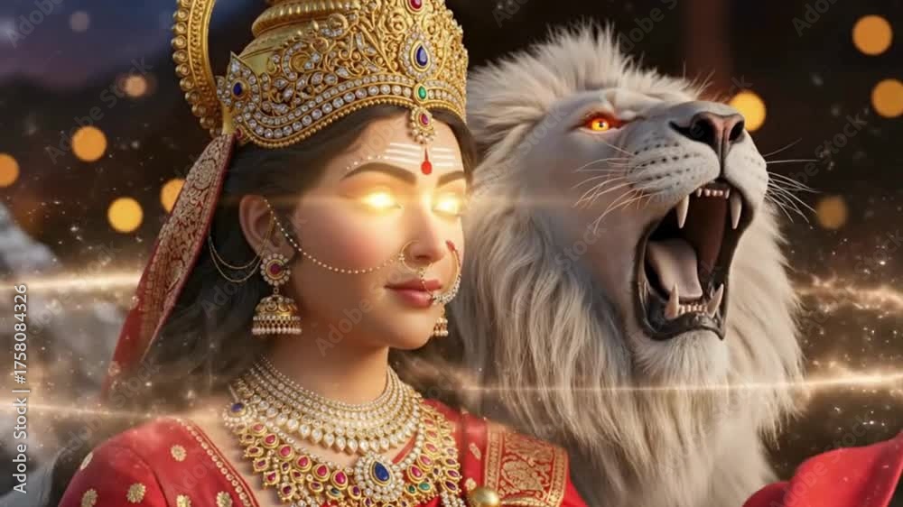 Goddess Durga Portrait ,Goddess of Strength and Divinity ,Goddess Durga ...