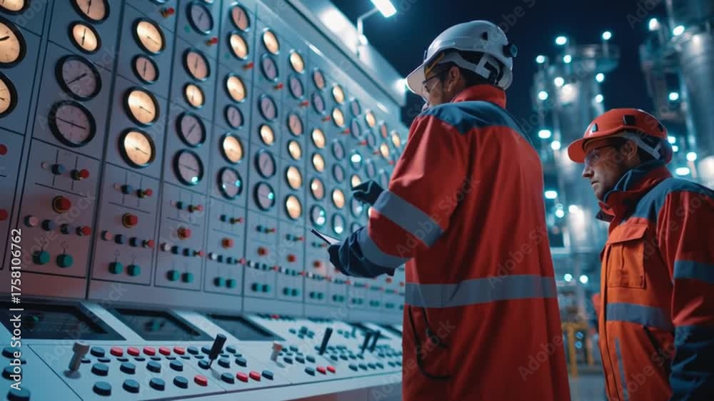Process Safety, chemical plant with workers conducting safety ...