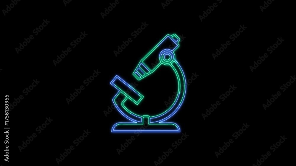 Neon Glowing line microscope icon symbol animation. 4k stock video ...