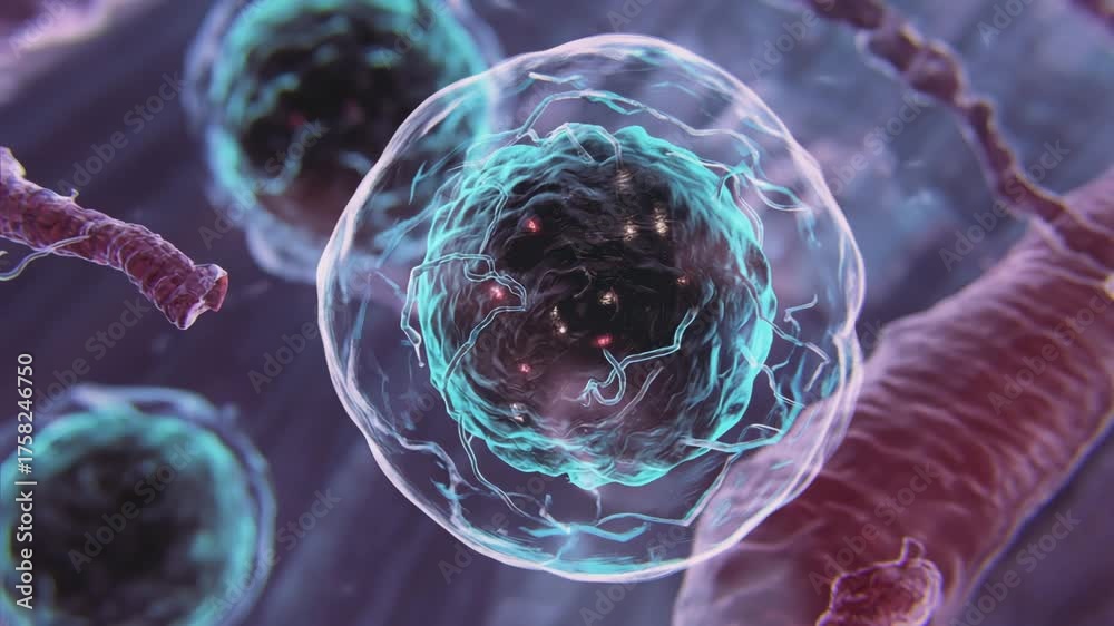 MICROSCOPIC VIEW OF A SINGLE LYMPHOCYTE WHITE BLOOD CELL – HUMAN IMMUNE ...