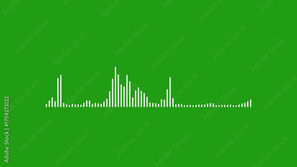 Sound wave animation isolated on green screen background. Audio bar ...