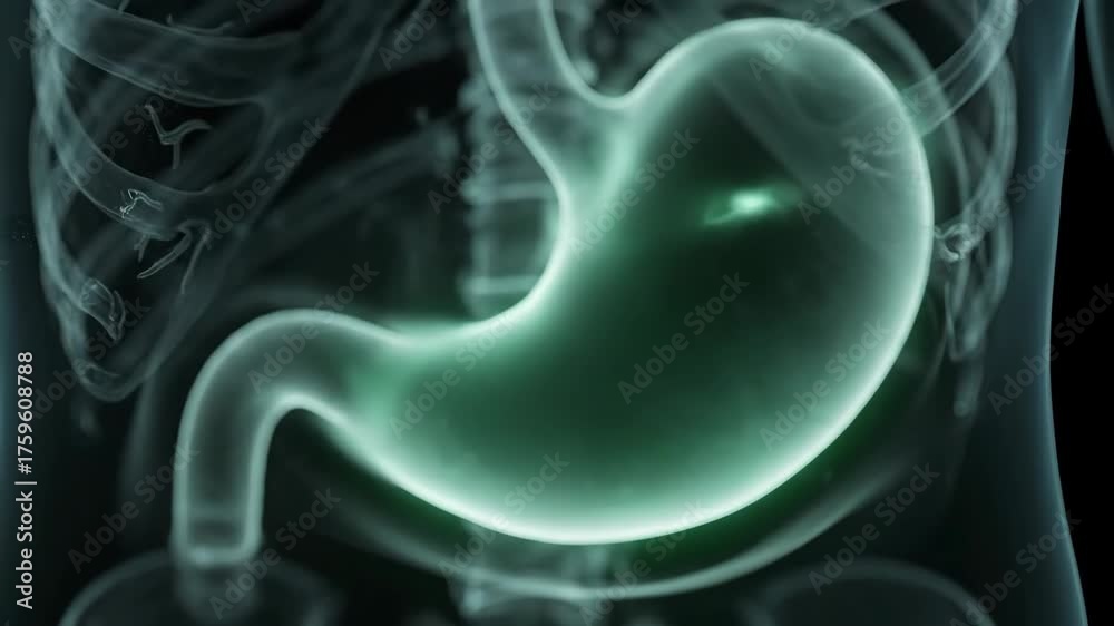 Dynamic x-ray video of human stomach anatomy for medical training ...