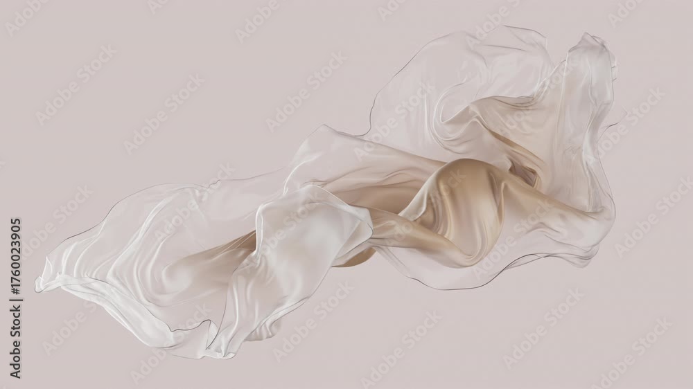 3d animation, levitating beige film isolated on neutral background ...