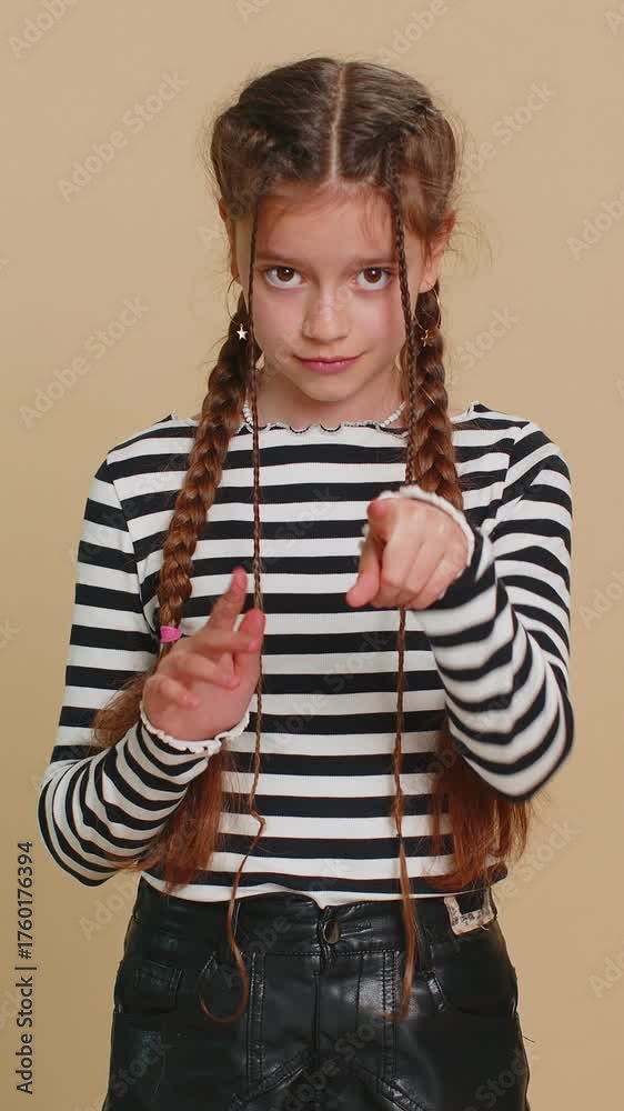 Hey you, be careful. Strict preteen child girl kid warning with ...