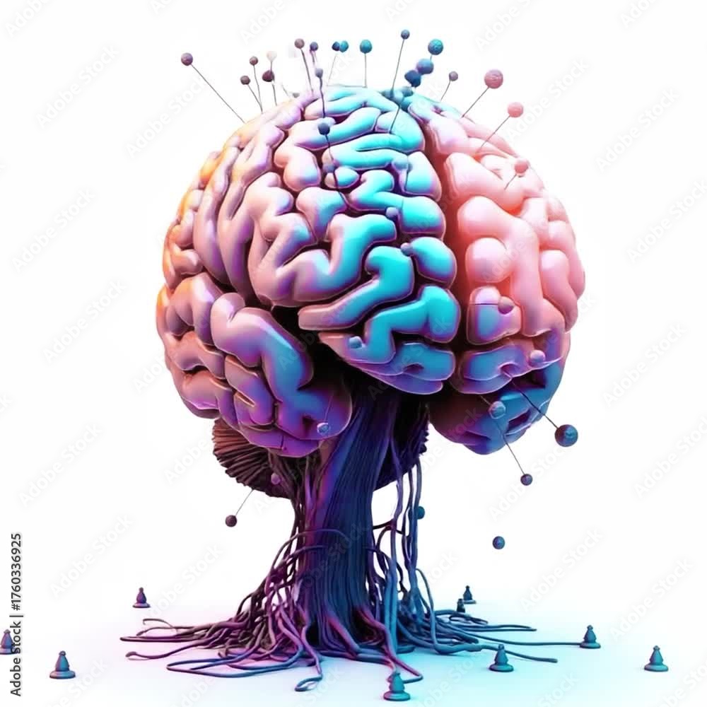 A human brain is divided into two parts — one side represents ...
