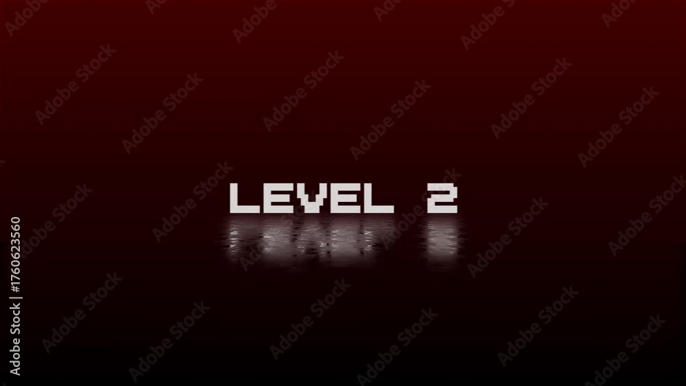 level 2 animation of looped text with glitch effect on black background ...