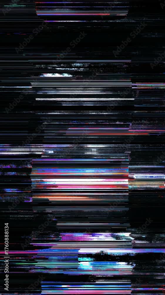 Vertical loop digital glitch effect with horizontal color lines ...