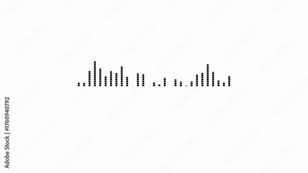 Audio sound waveform animation on a transparent background, line ...