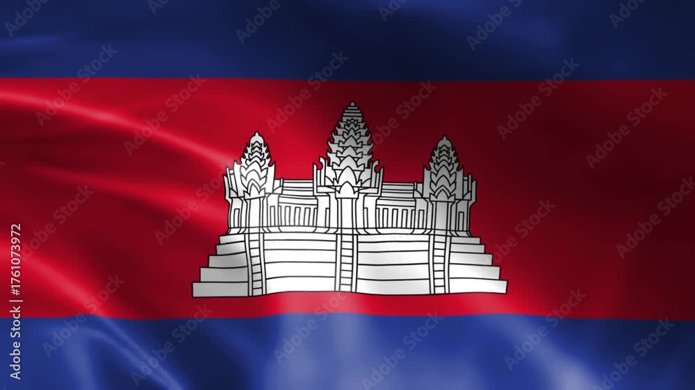 cambodia national flag with angkor wat symbol on red and blue ...