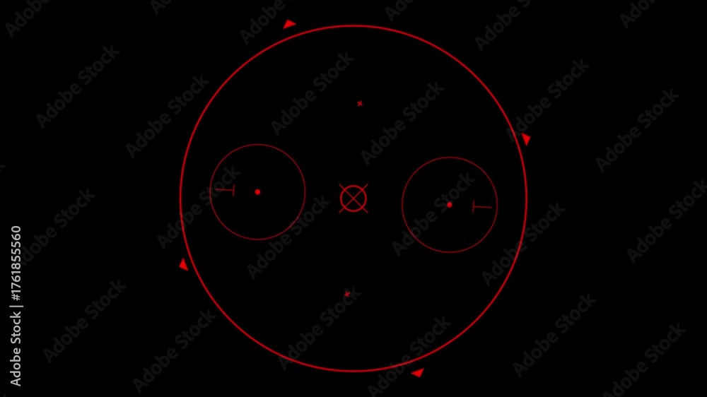 Red hud element with a central crosshair and multiple target locks ...