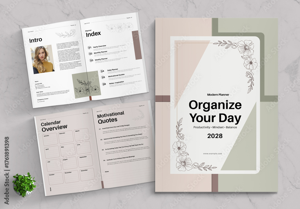 Floral Modern Planner Design Layout Stock Template | Adobe Stock
