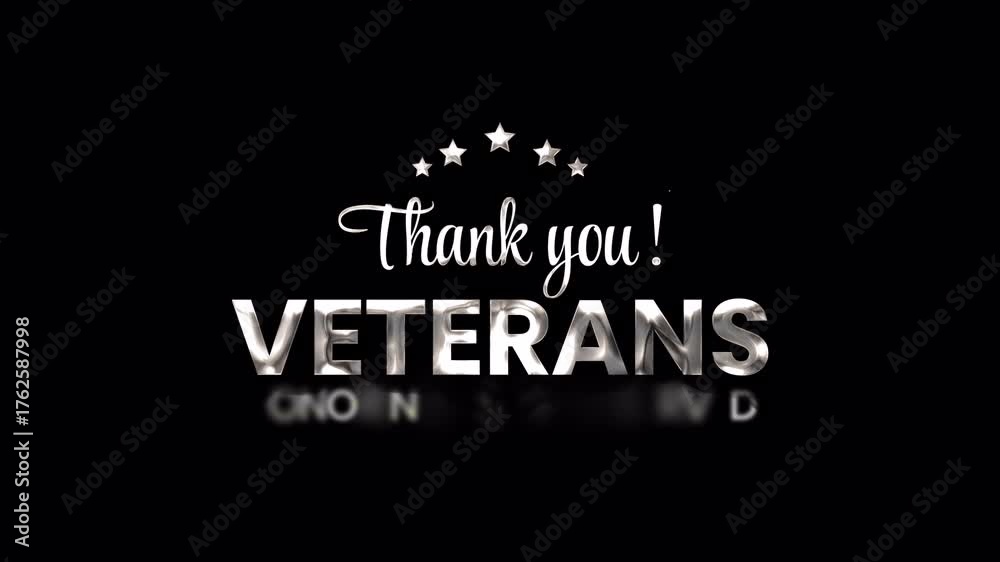 Thank you veterans silver metallic text design with stars on black ...