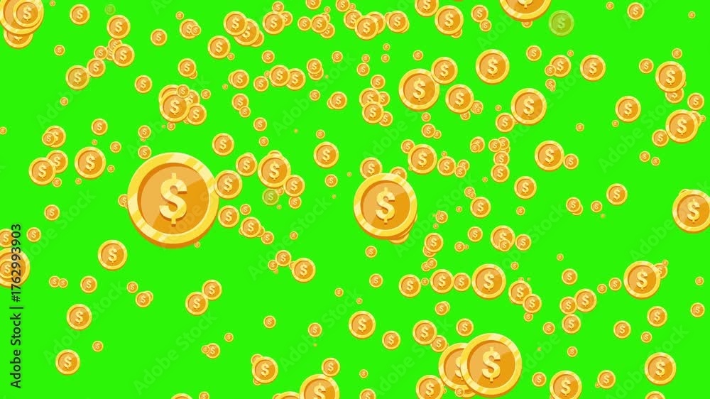 Gold coins exploding loop background 4k. Seamless loop animation with ...