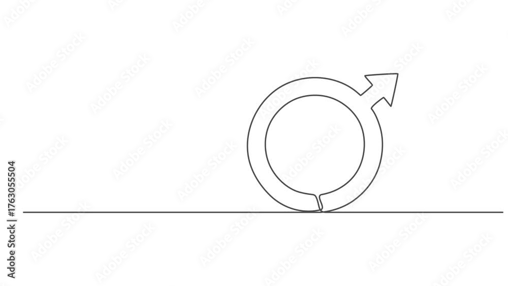 Male symbol. Self-drawing a simple animation of one continuous drawing ...