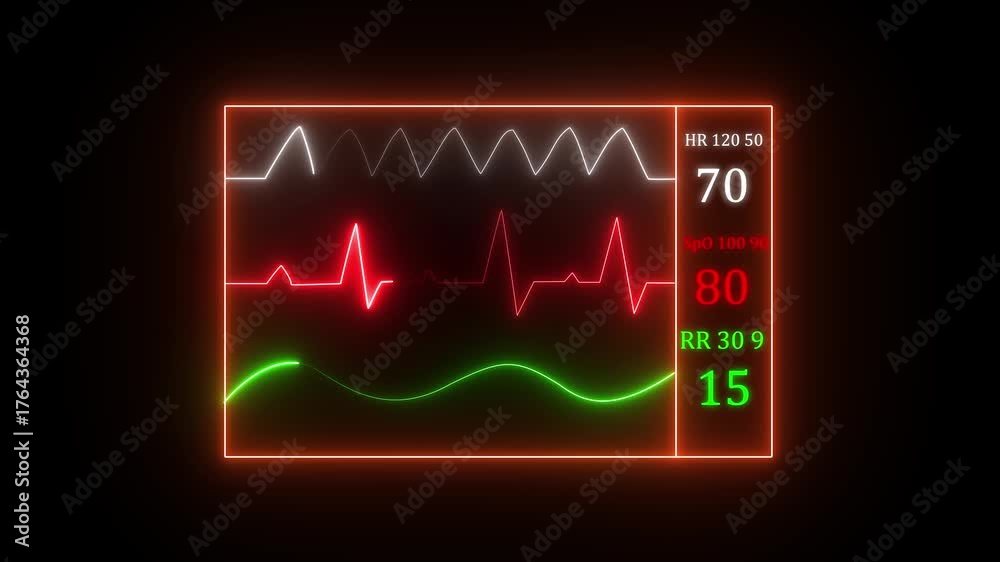 Heart pulse beat rhythm monitor, Medical cardiogram EKG ECG icon, Vital ...