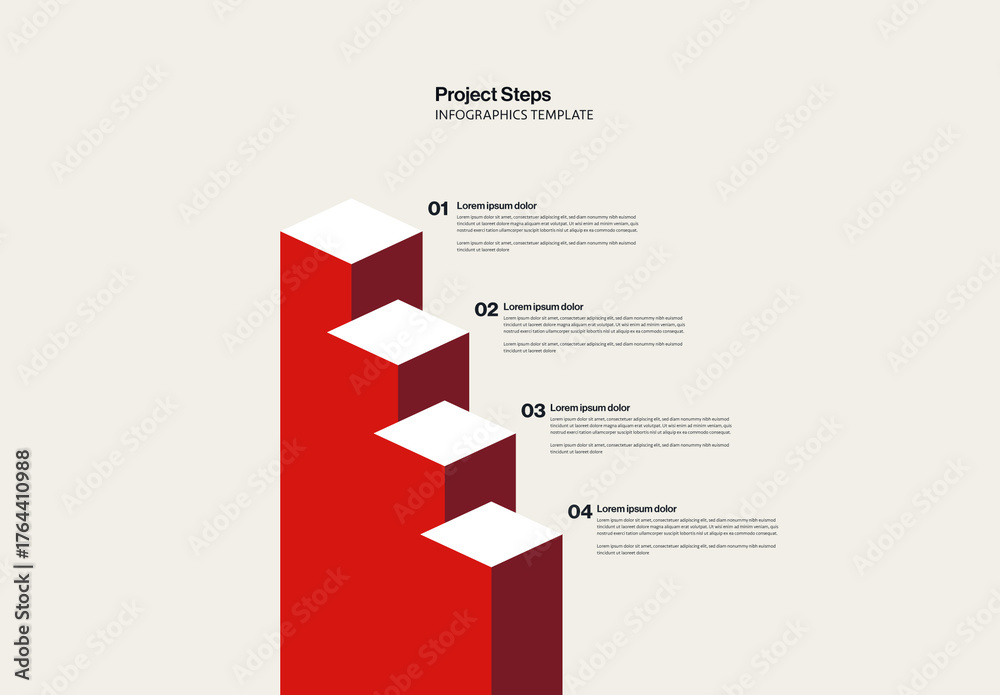 Project Steps Infographic Template with 4 Tall Columns Stock Template ...