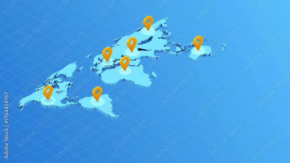 World Map Showing Locations of Various Points of Interest Around the ...