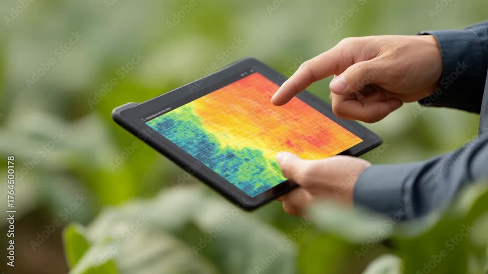 Precision agriculture tablet thermal crop map sensor field farming map ...
